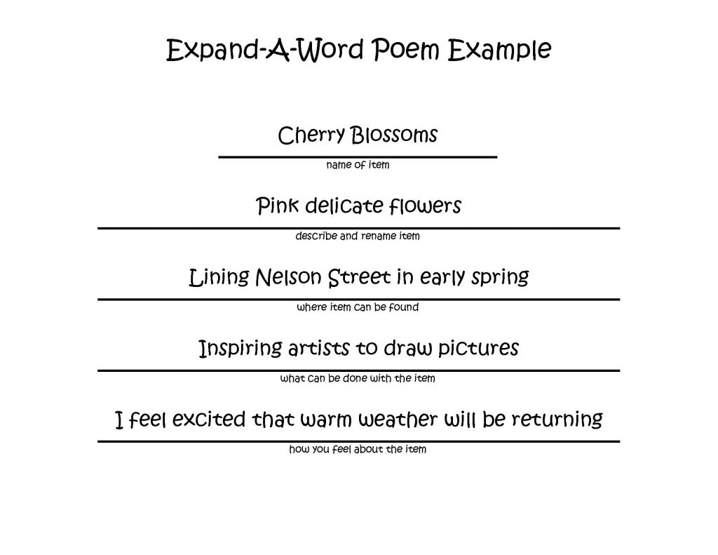 Expand a Word Poem – Nelson Elementary Division 8